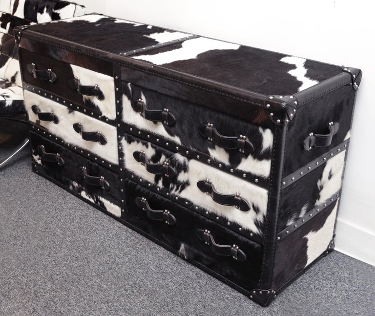 Wild Black and White Cowhide Long Chest For Sale at 1stDibs | cowhide ...