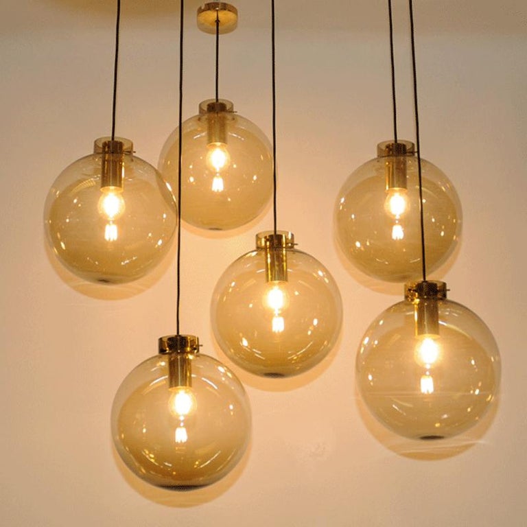 Smoke Colored Glass Dome Pendant Mod 7714 by Jonas Hidle, Høvik, Norway ...