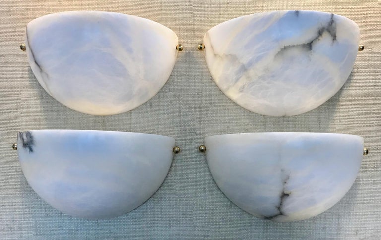Two Pairs of Alabaster Quarter Sphere Wall Sconces by Lightolier at 1stDibs