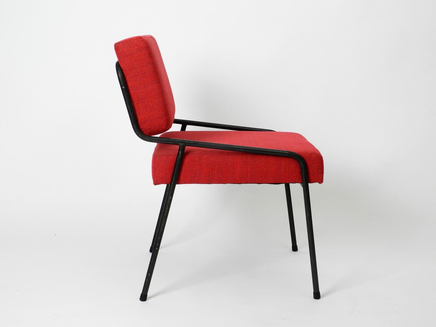 1950s Heavy Black Metal Chair Reupholstered Made in Czech Republic at ...