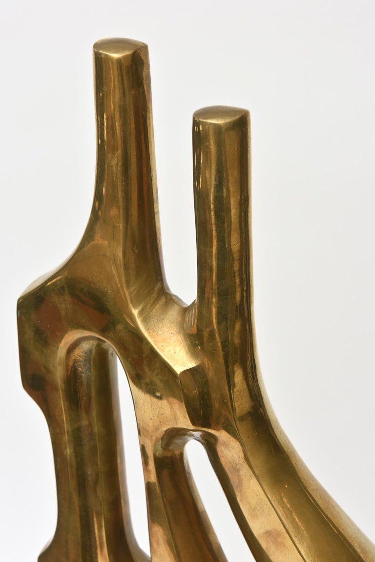 Modernist Abstract Brass Sculpture on Black Granite Base Vintage at ...