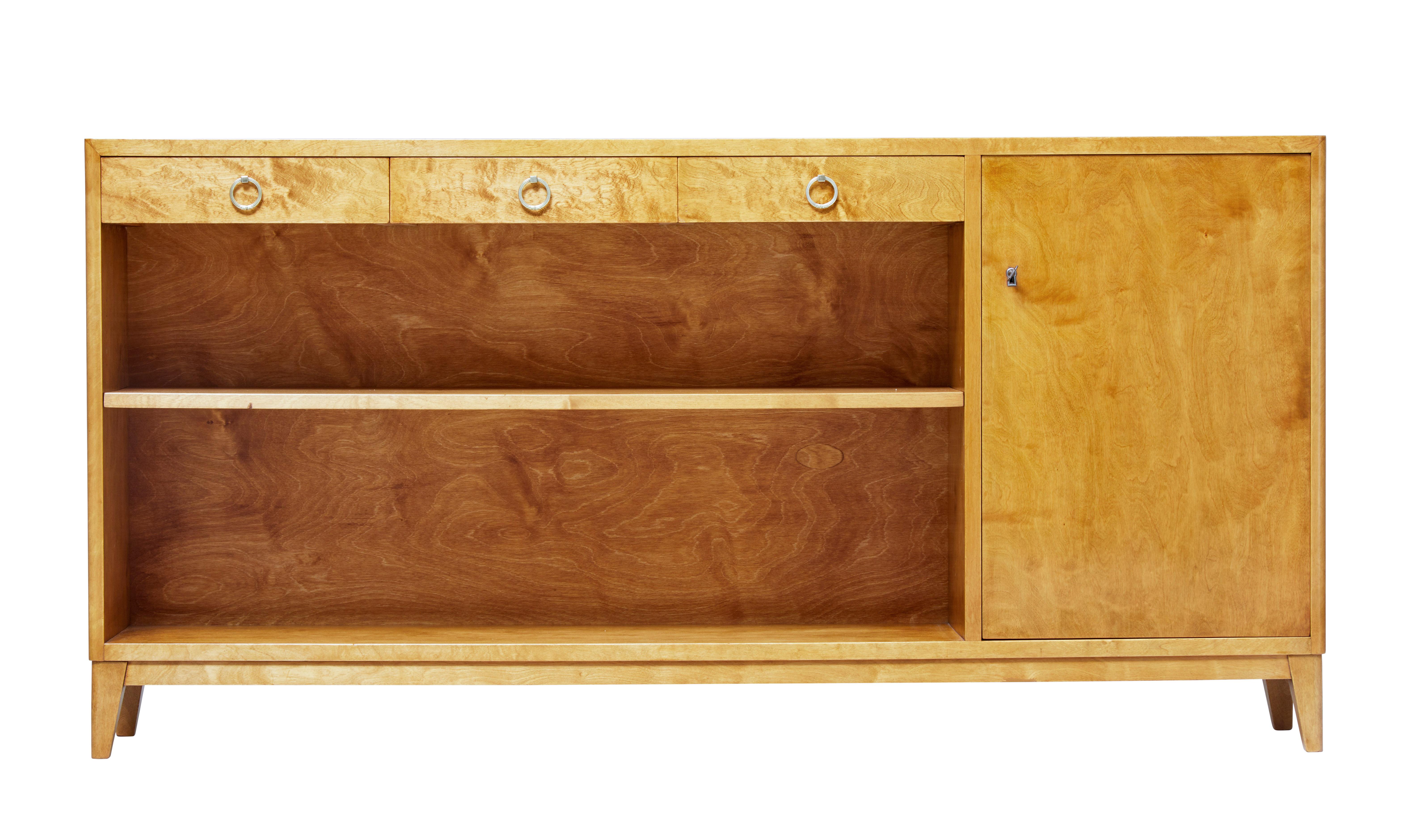 Mid-20th Century Scandinavian Open Birch Bookcase Unit at 1stDibs