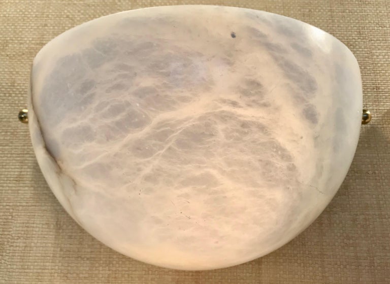 Two Pairs of Alabaster Quarter Sphere Wall Sconces by Lightolier at 1stDibs