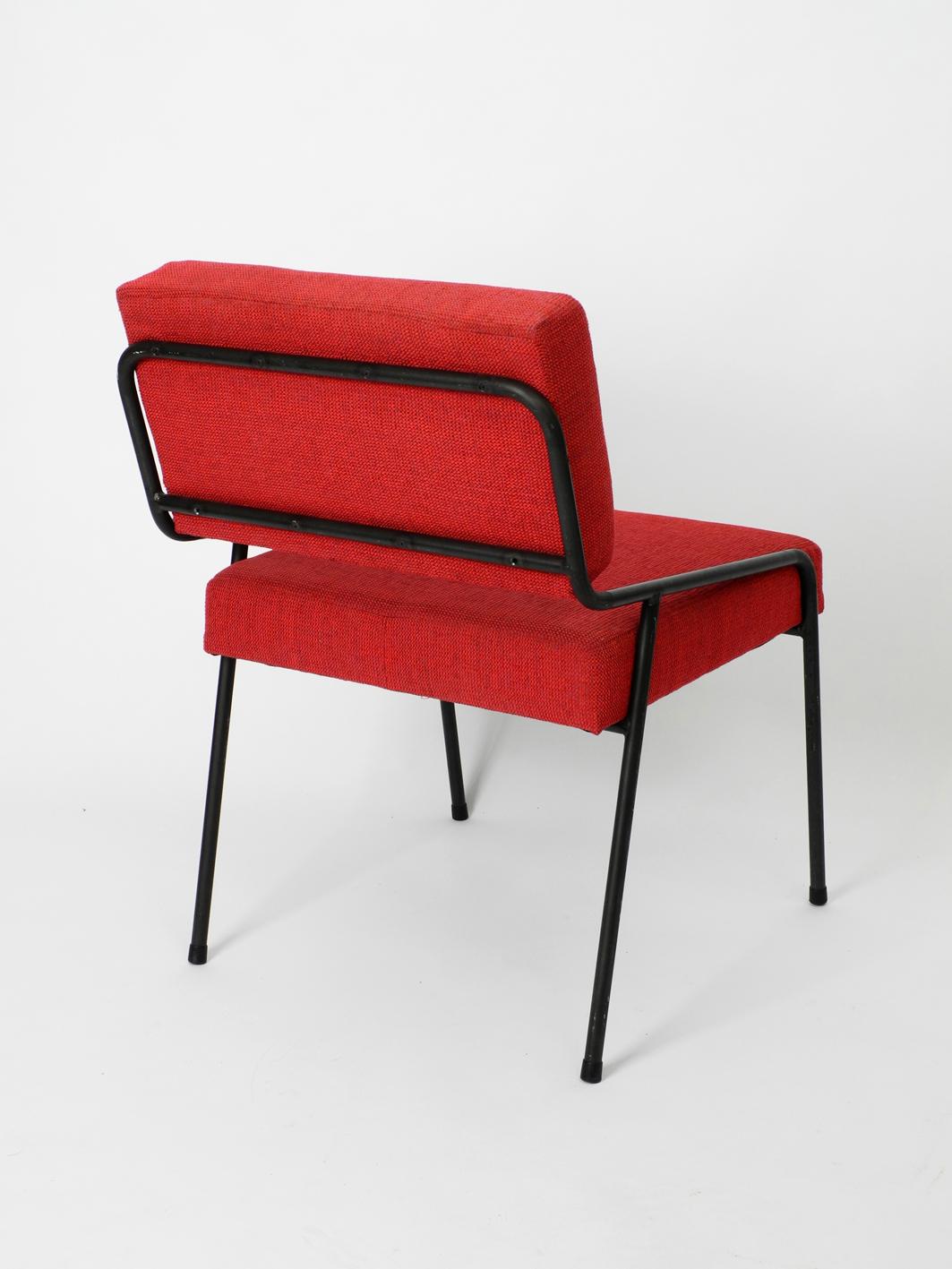 1950s Heavy Black Metal Chair Reupholstered Made in Czech Republic at ...