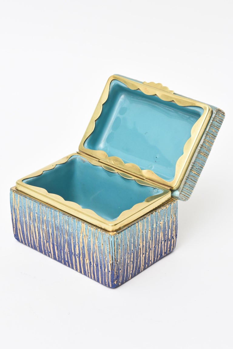 Italian Mid-Century Modern Bitossi Glazed Ceramic, Gold and Brass ...