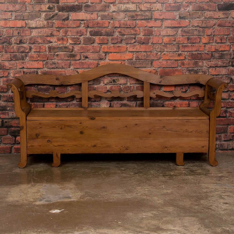 Antique Country Pine Storage Bench from Sweden at 1stDibs | antique ...