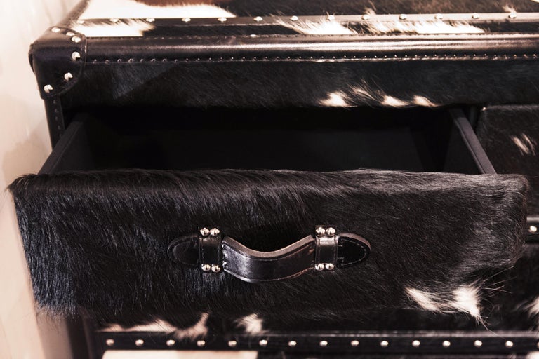 Wild Black and White Cowhide High Chest For Sale at 1stDibs