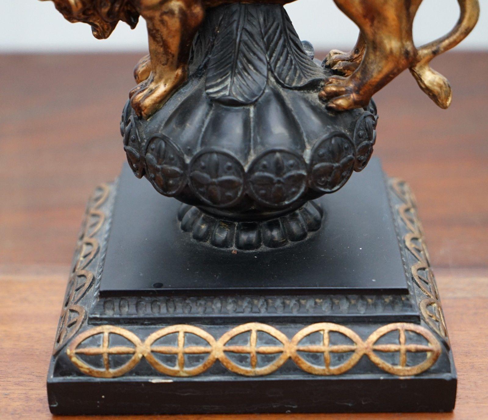 Vintage Regal Lion Standing Mantle Clock with Modern Clock Movement at ...