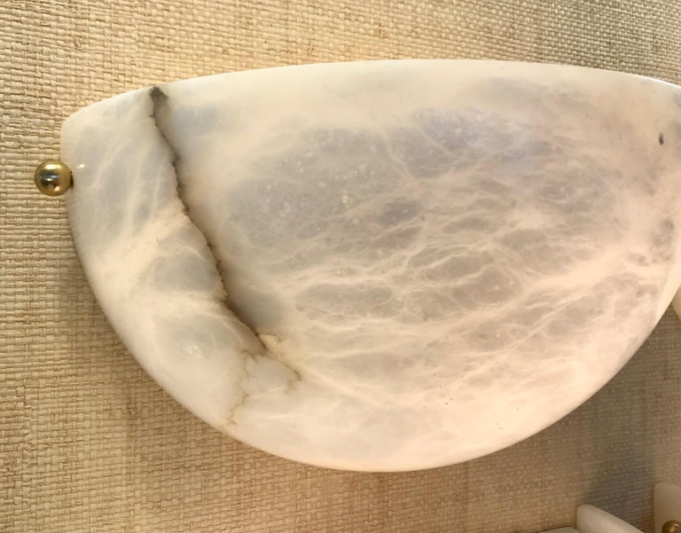 Two Pairs of Alabaster Quarter Sphere Wall Sconces by Lightolier at 1stDibs