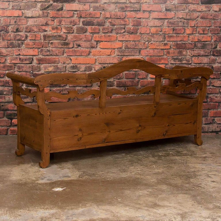 Antique Country Pine Storage Bench from Sweden at 1stDibs | antique ...