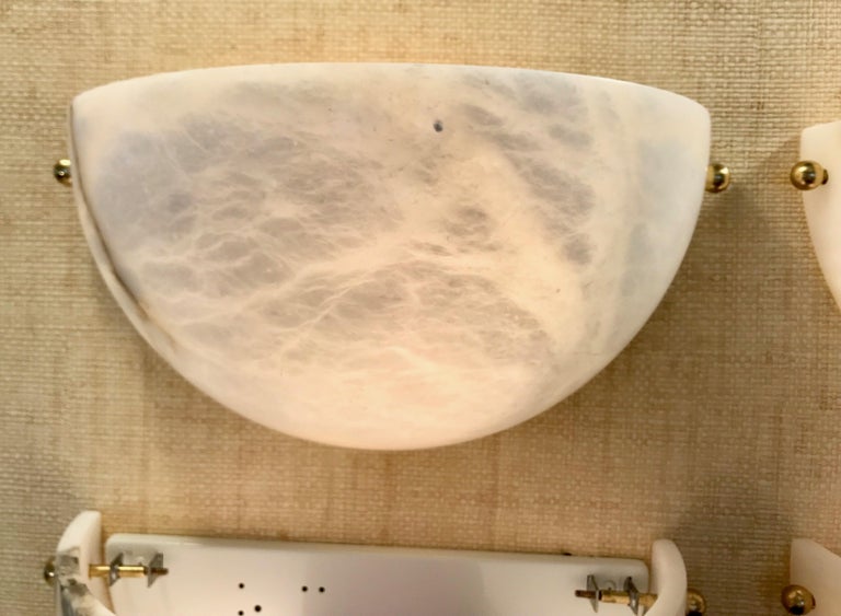 Two Pairs of Alabaster Quarter Sphere Wall Sconces by Lightolier at 1stDibs