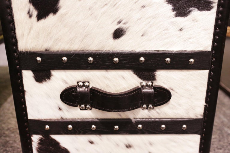 Wild Black and White Cowhide Cube Chest For Sale at 1stDibs