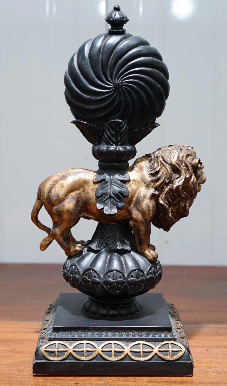 Vintage Regal Lion Standing Mantle Clock with Modern Clock Movement at ...