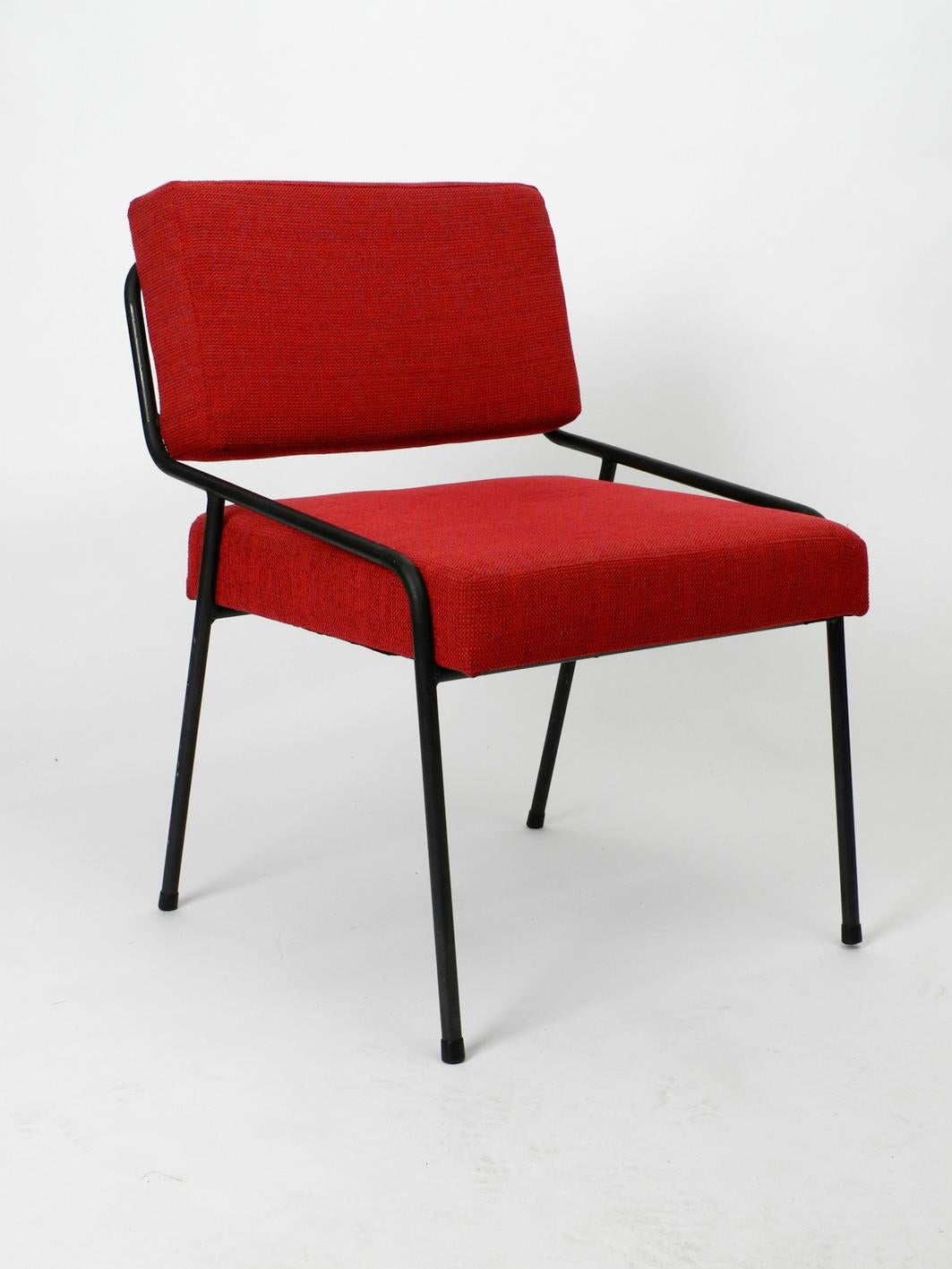 1950s Heavy Black Metal Chair Reupholstered Made in Czech Republic at ...