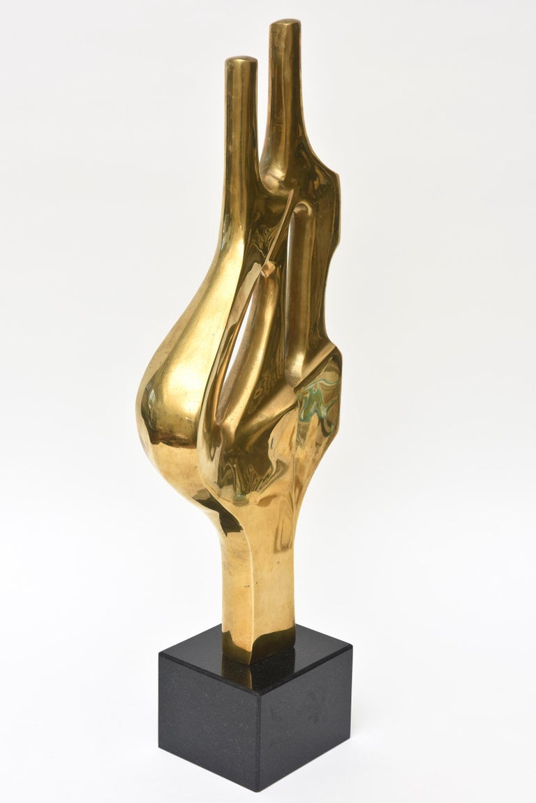 Modernist Abstract Brass Sculpture on Black Granite Base Vintage at ...
