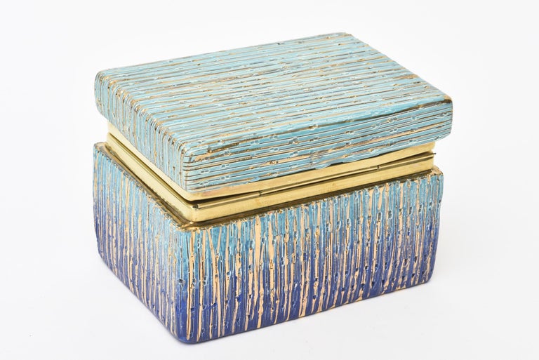 Italian Mid-Century Modern Bitossi Glazed Ceramic, Gold and Brass ...
