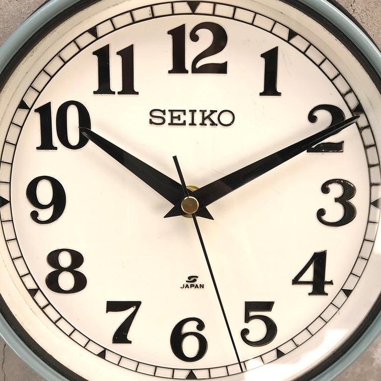 1970s Seiko Blue Retro Vintage Industrial Antique Steel Quartz Wall ...