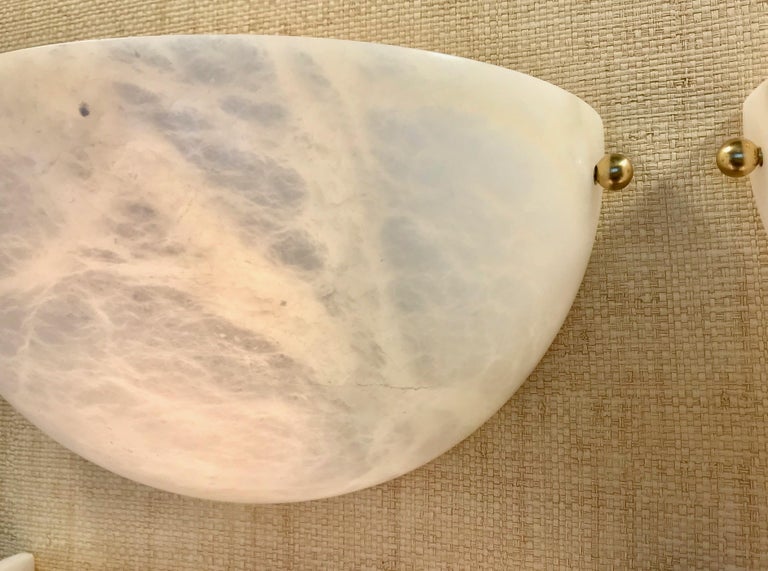 Two Pairs of Alabaster Quarter Sphere Wall Sconces by Lightolier at 1stDibs