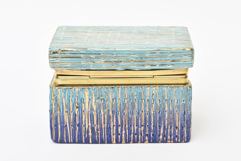 Italian Mid-Century Modern Bitossi Glazed Ceramic, Gold and Brass ...