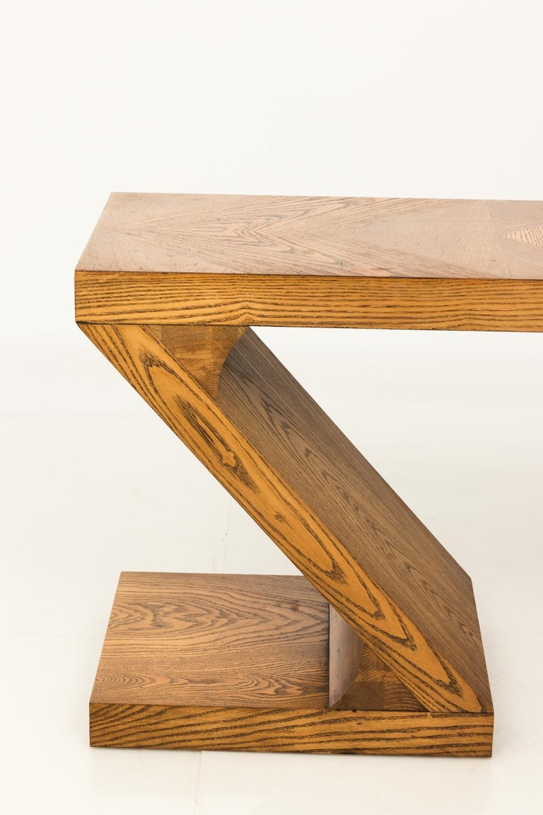 Mid-Century Modern Oak Console on a Z-Shaped Base, circa 1960s at 1stDibs