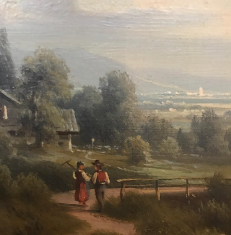 Antique Oil Painting on Board Artist SIgned Original Frame For Sale at 1stDibs