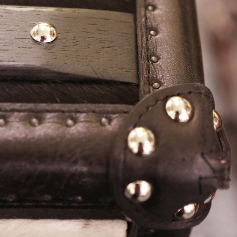 Wild Black and White Cowhide Cube Chest For Sale at 1stDibs