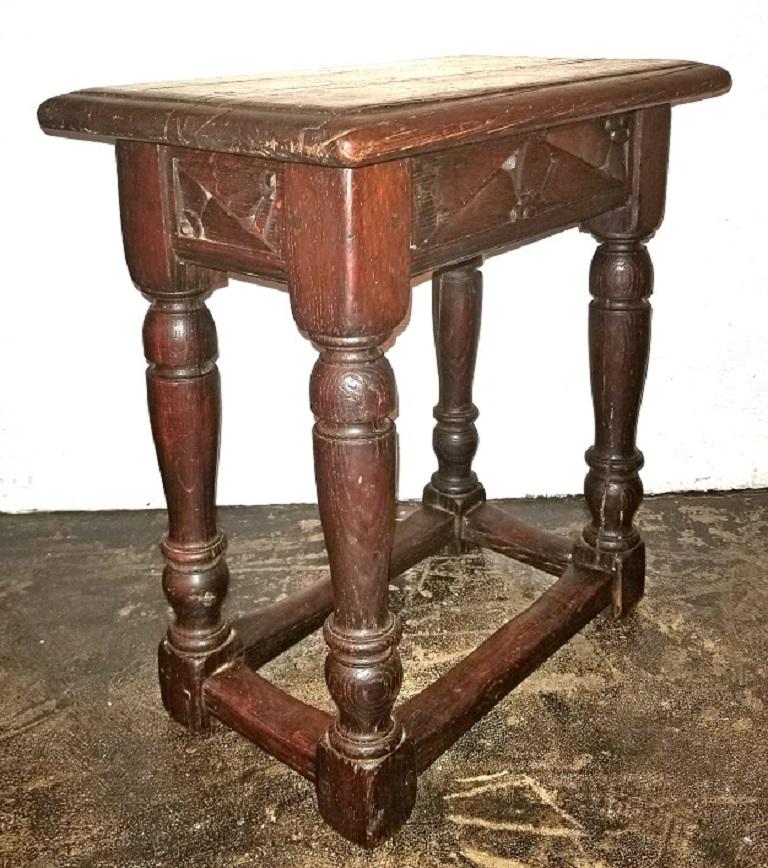 16th Century Renaissance Carved Spanish Oak Stool at 1stDibs