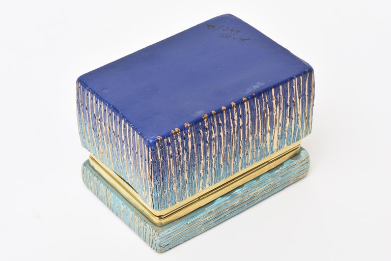 Italian Mid-Century Modern Bitossi Glazed Ceramic, Gold and Brass ...