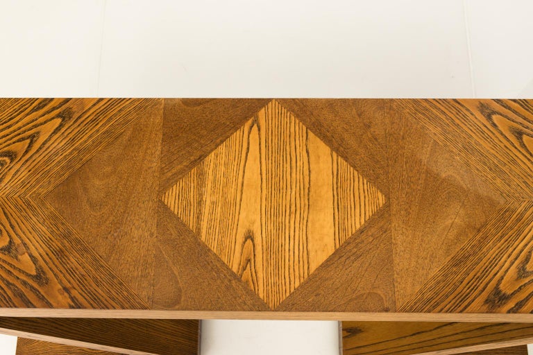 Mid-Century Modern Oak Console on a Z-Shaped Base, circa 1960s at 1stDibs