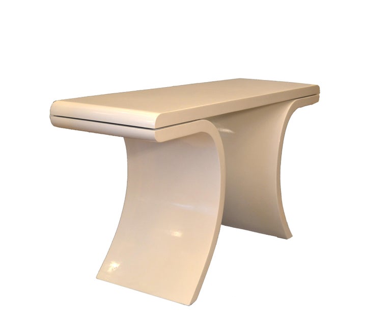 Hollywood Regency White Lacquer Console Table with Curved Legs For Sale ...