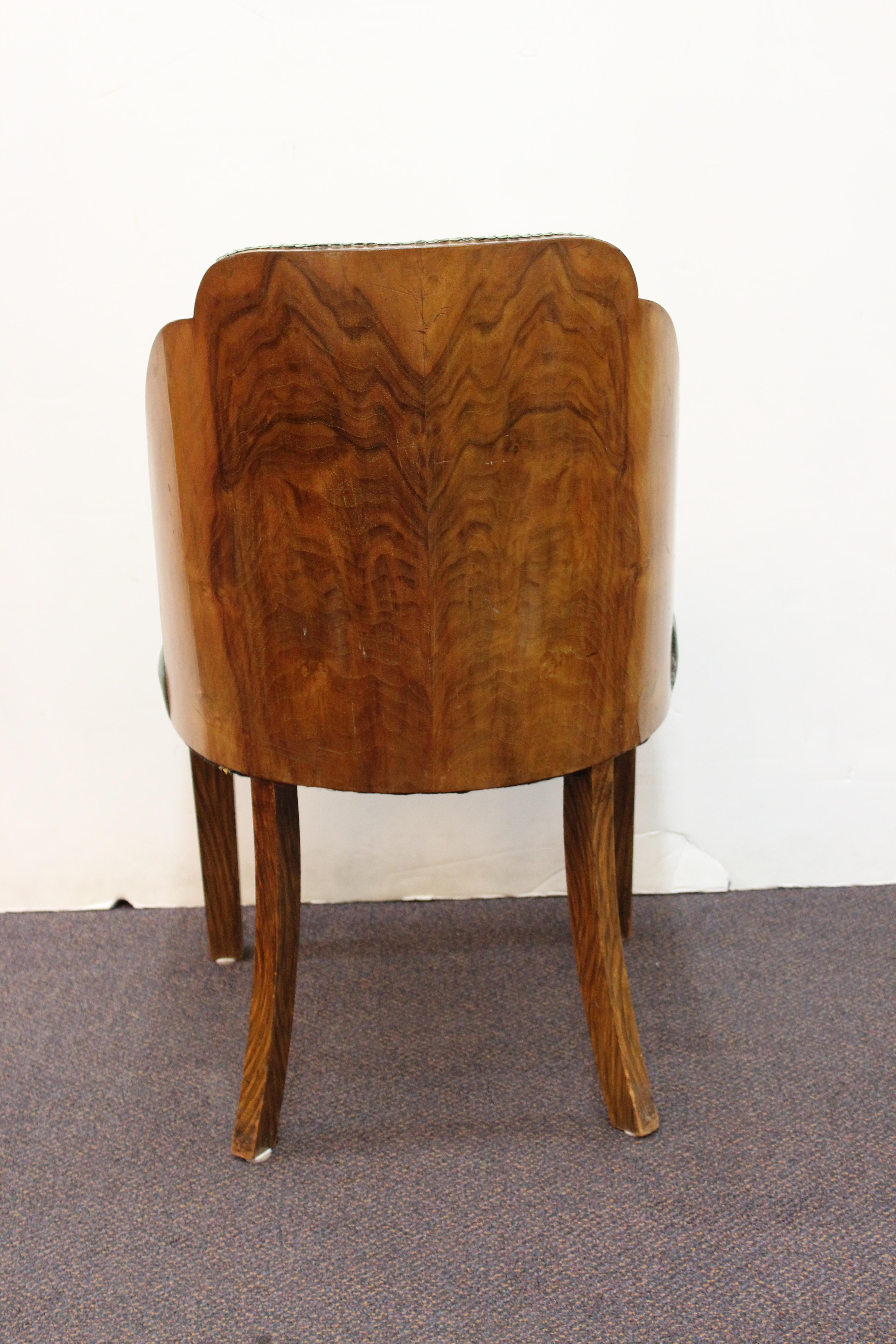 French Art Deco Rosewood Tub-Shaped Upholstered Chairs at 1stDibs