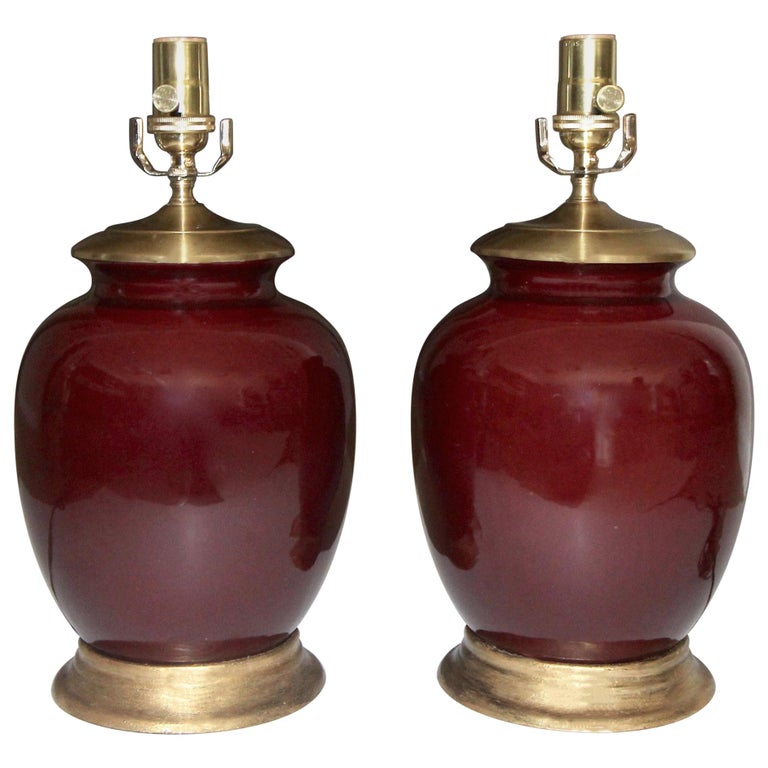 Pair of Asian Oxblood Porcelain Lamps at 1stDibs