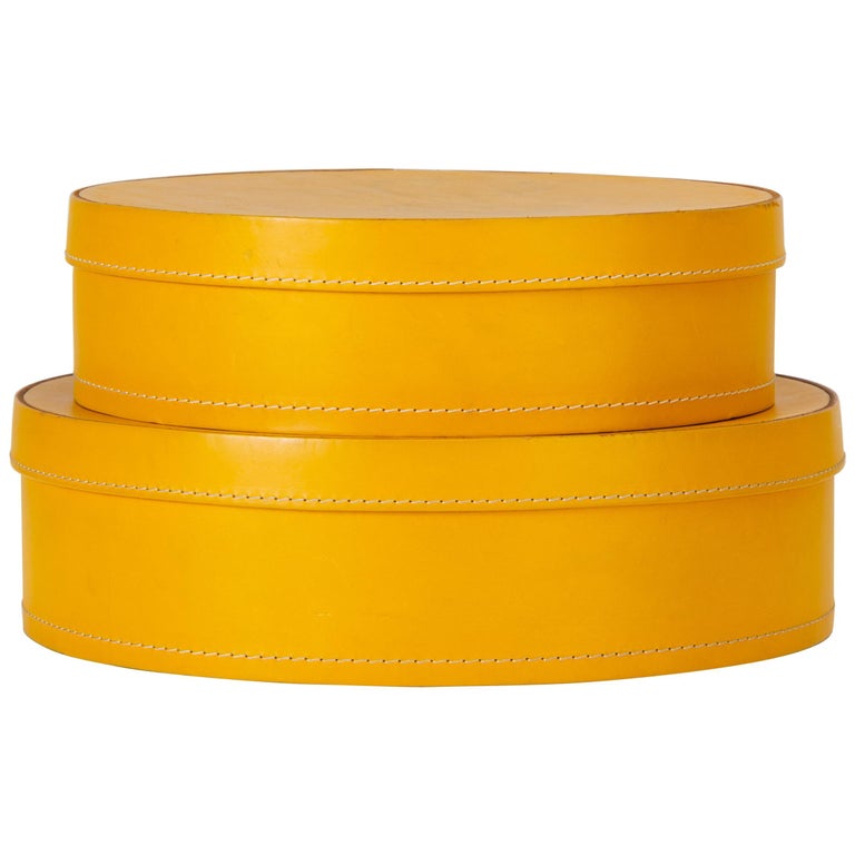 Round Leather Nesting Boxes by Arte Cuoio and Triangolo at 1stDibs