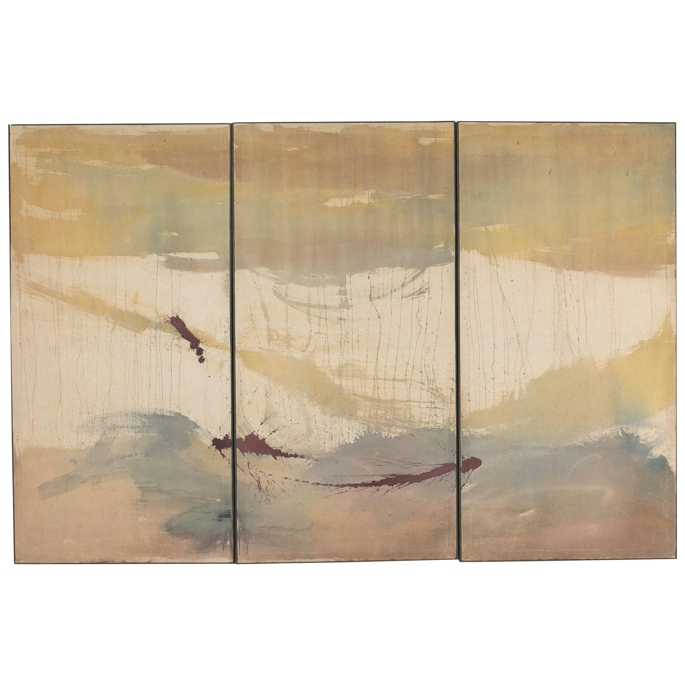 Large Triptych Oil on Fabric Painting at 1stDibs | triptych paintings for sale, triptych for ...