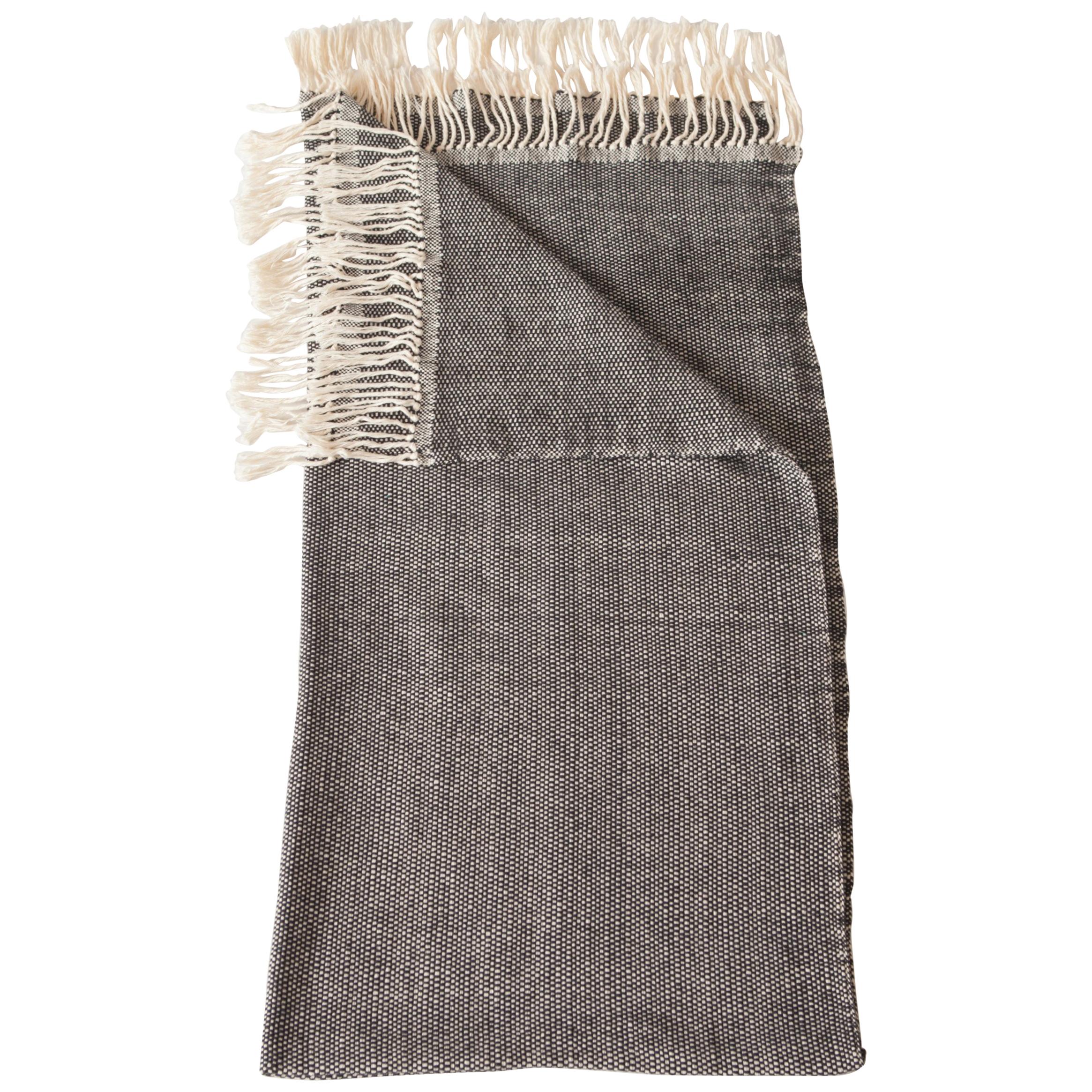 Handwoven Cotton Throw in Natural and Gray with Herringbone Hem, in ...