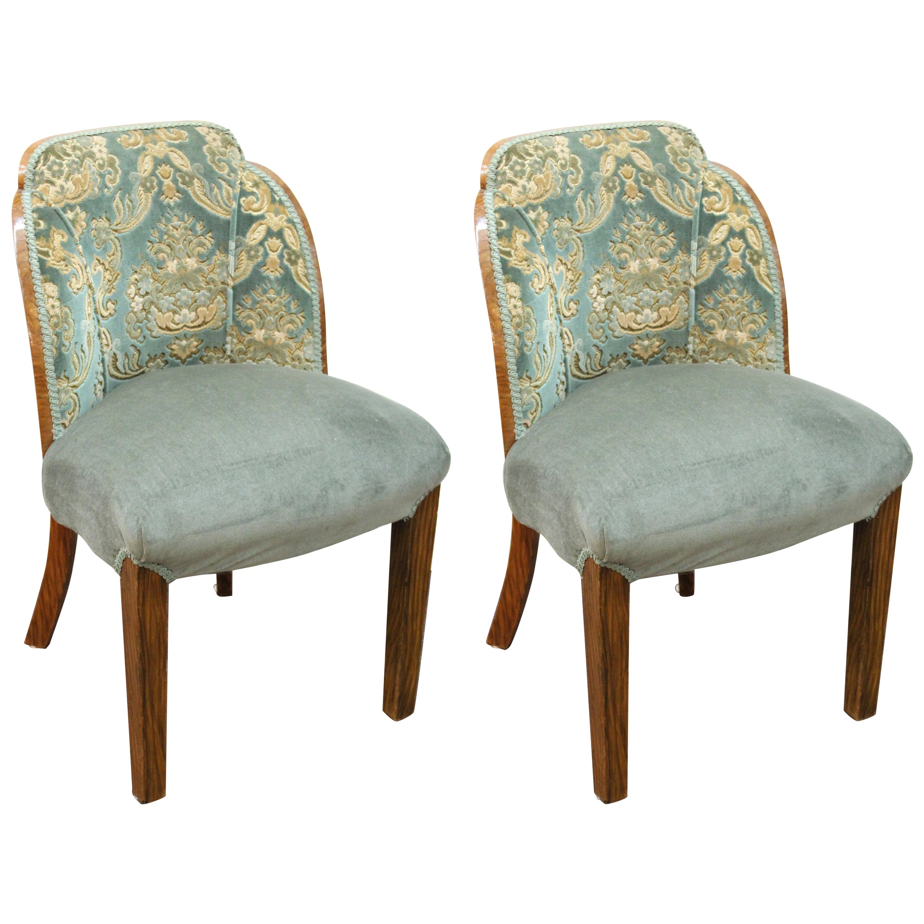 French Art Deco Rosewood Tub-Shaped Upholstered Chairs at 1stDibs