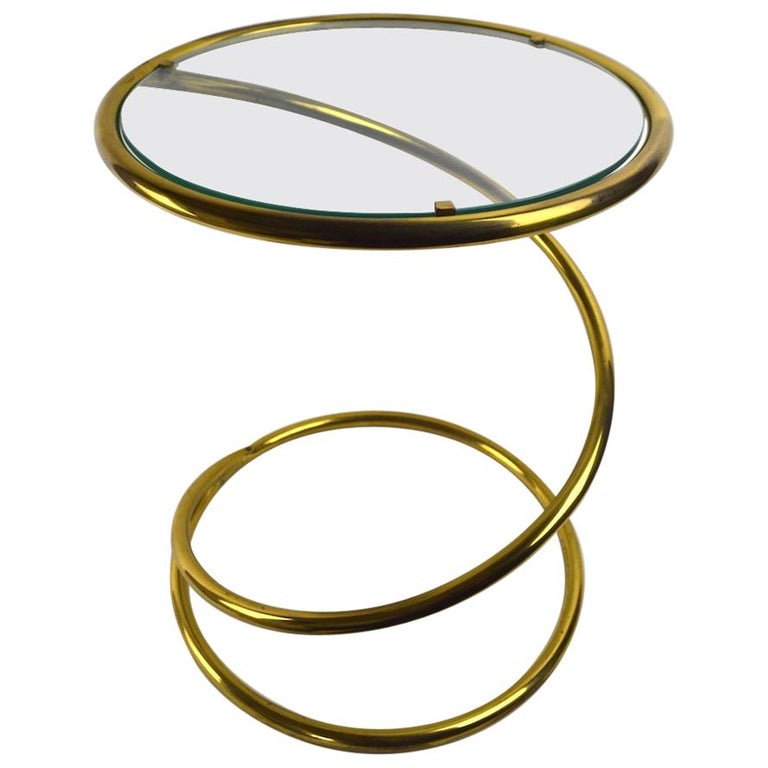 Brass Coil Spring Table Attributed to Pace at 1stDibs