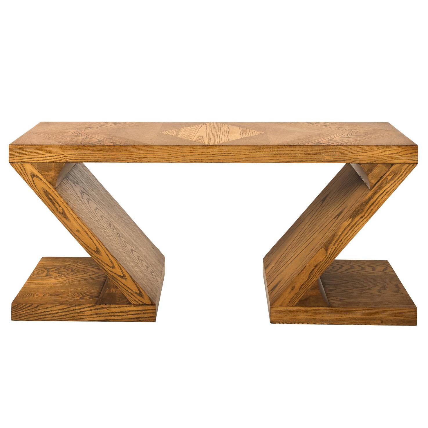 Mid-Century Modern Oak Console on a Z-Shaped Base, circa 1960s at 1stDibs