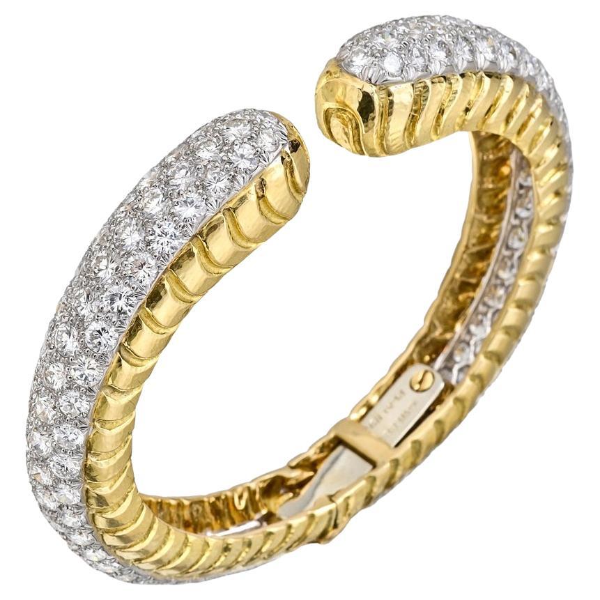 David Webb 18k Yellow Gold and Platinum Diamond Bombe Bracelet For Sale ...