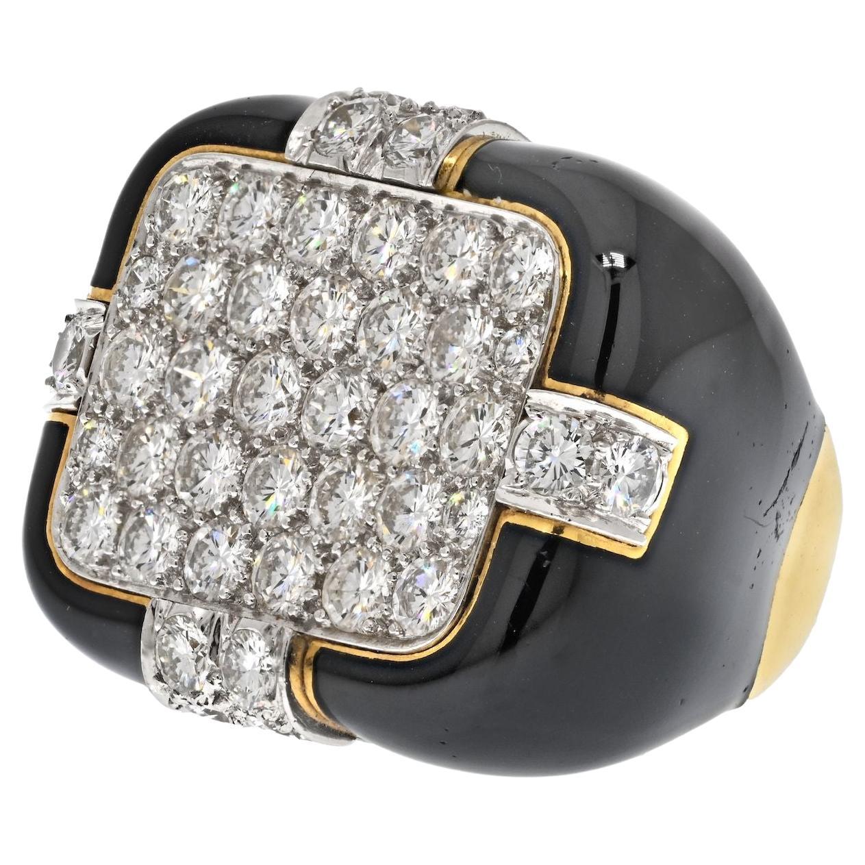 David Webb Platinum and 18K Yellow Gold Checkmate 5.50 Carat Diamond ...