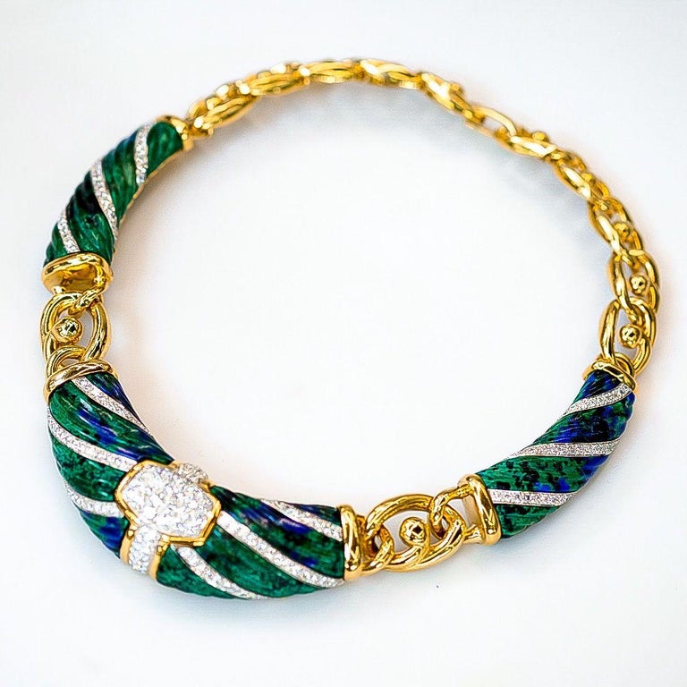 David Webb Platinum and 18K Yellow Gold Dinner Roll Necklace For Sale ...