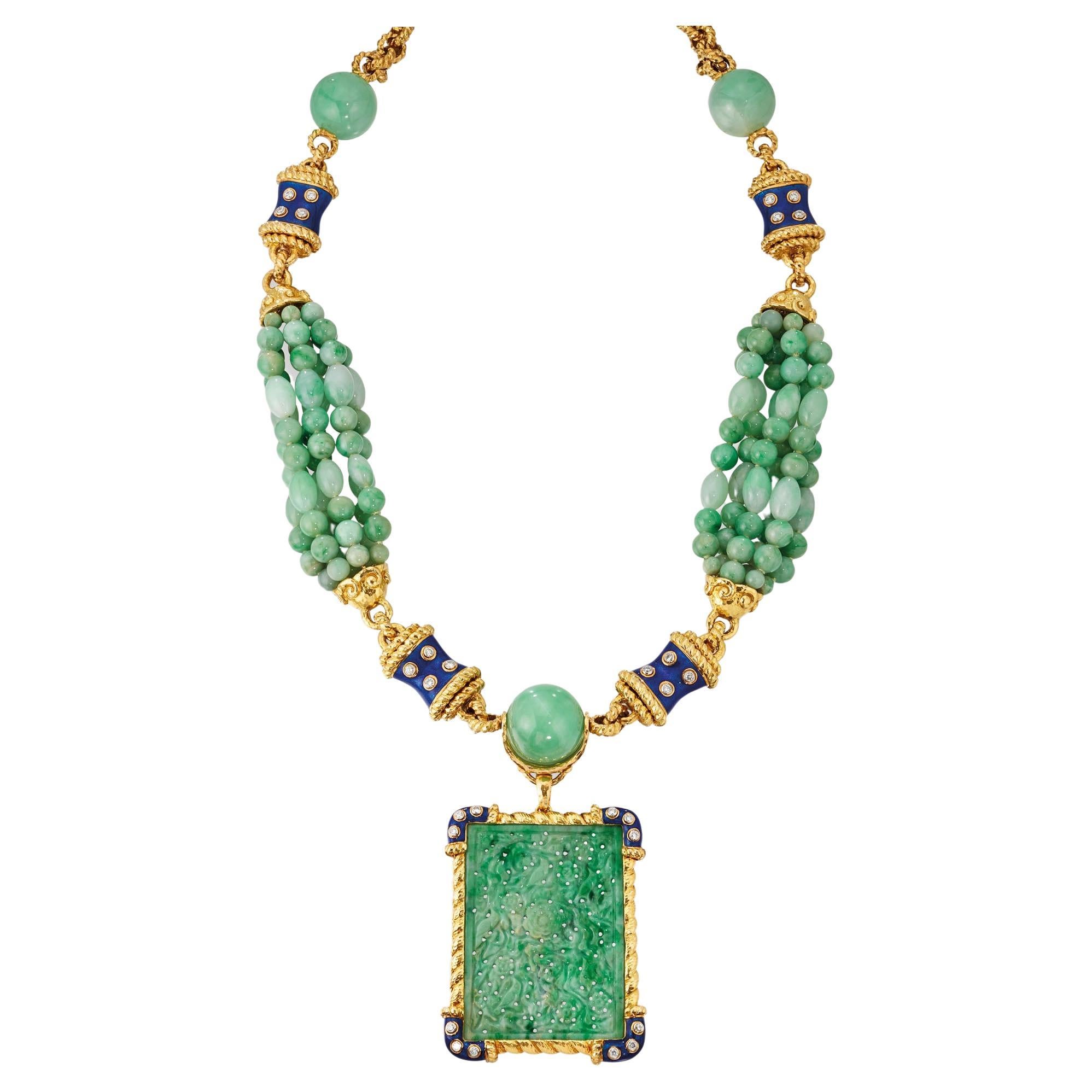 DAVID WEBB Diamond and Gold Lion Medallion Necklace at 1stDibs