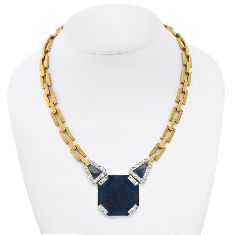 David Webb Platinum and 18K Yellow Gold Onyx Octagon Open Link Chain ...