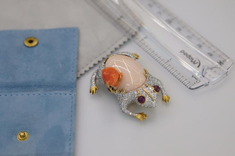 David Webb Platinum and Gold Frog with a Baby Frog in Diamonds and ...