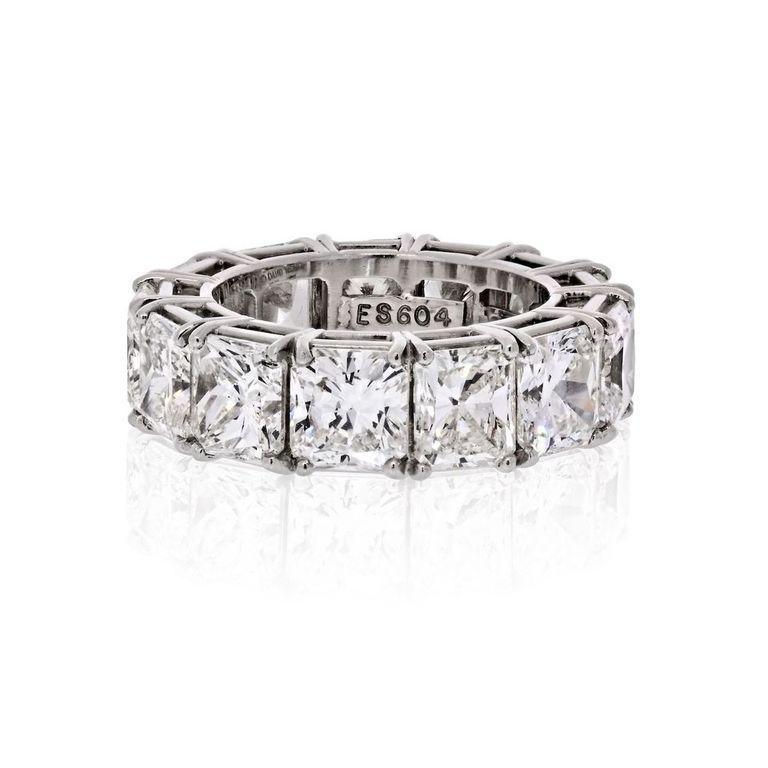 David Webb Platinum Radiant Cut Diamond 12.92 Carat Eternity Band For ...