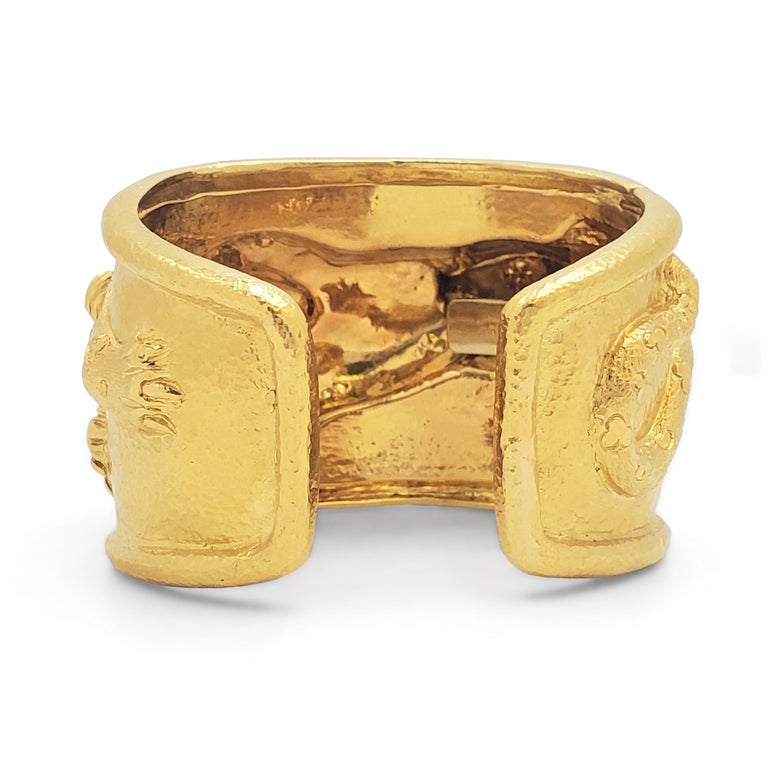 David Webb 'Repoussé Leopard' Yellow Gold and Emerald Sculptural Cuff ...