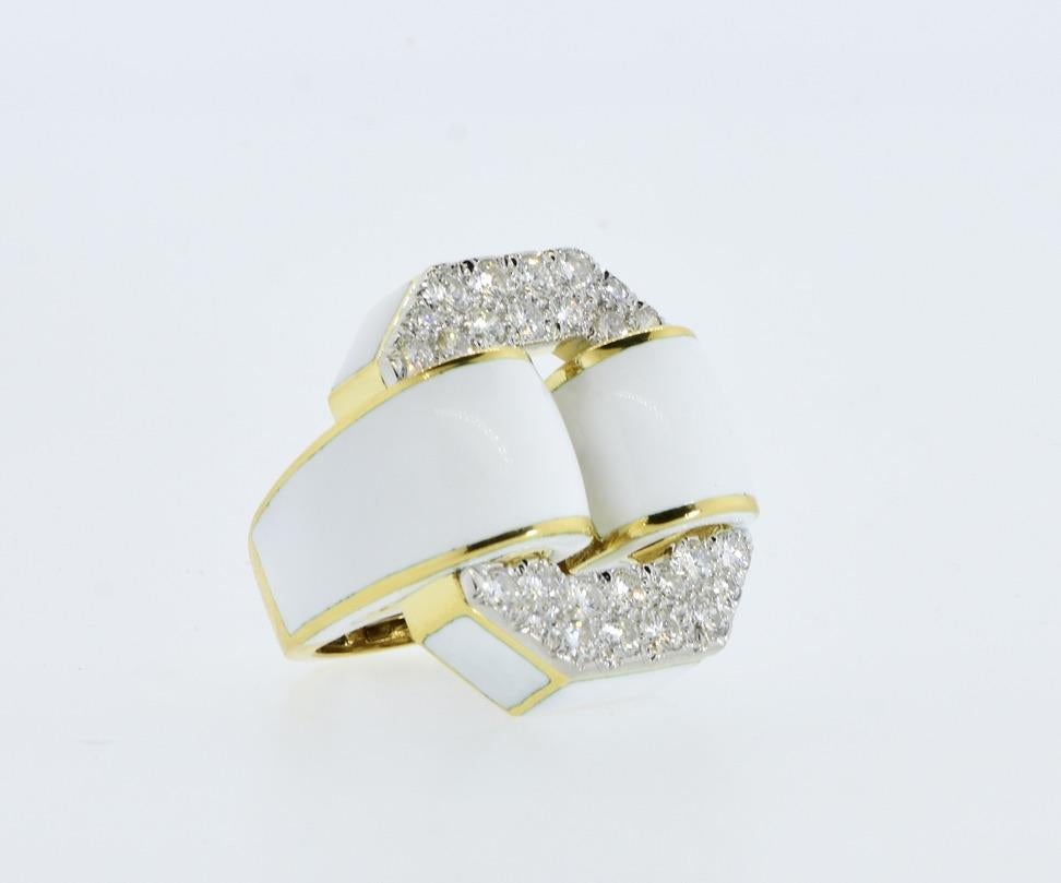 David Webb Ring Enamel, 18K, Platinum, signed and with a David Webb ...