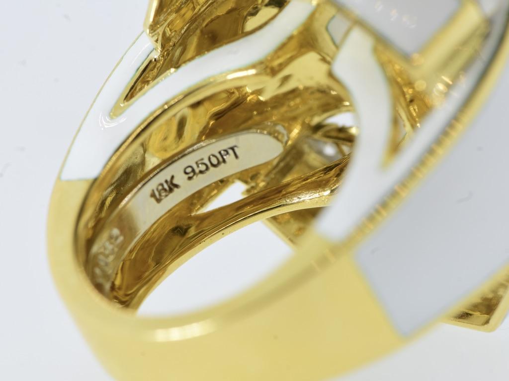 David Webb Ring Enamel, 18K, Platinum, signed and with a David Webb ...
