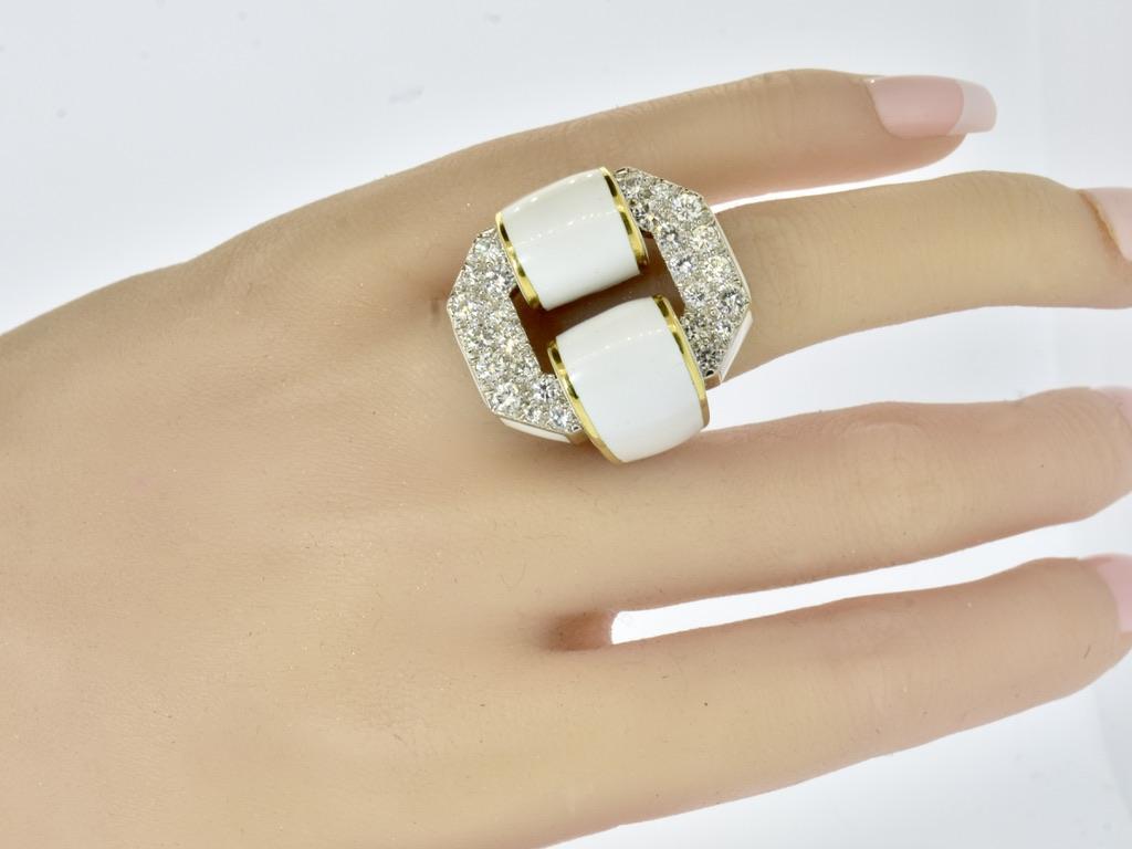 David Webb Ring Enamel, 18K, Platinum, signed and with a David Webb ...