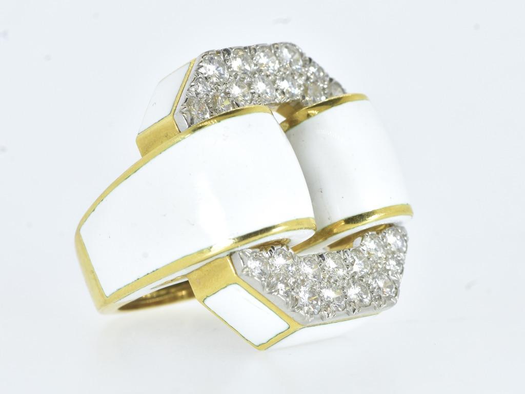 David Webb Ring Enamel, 18K, Platinum, signed and with a David Webb ...